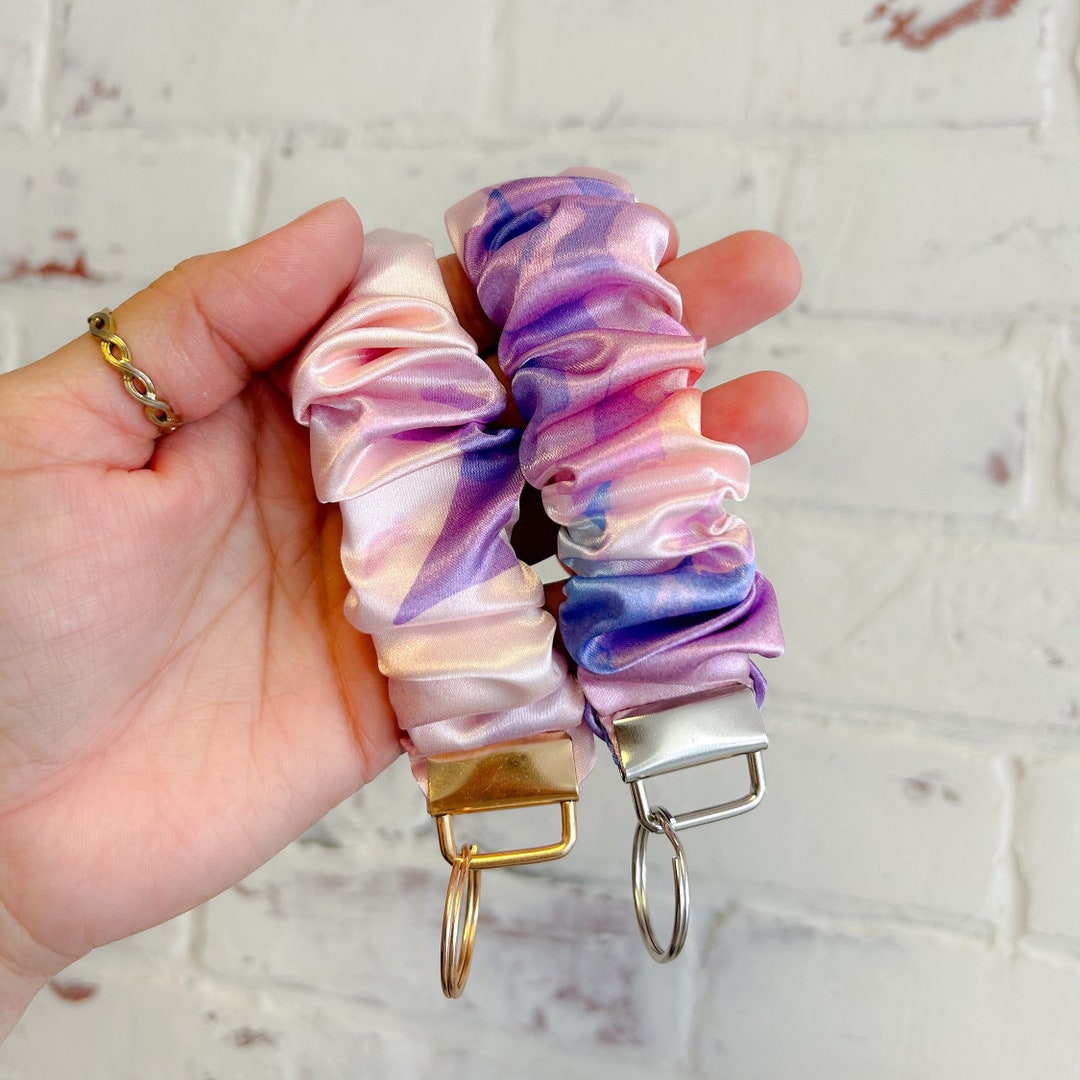 Pink and Purple Satin Scrunchie Keychain | Scrunchie Keychains ...