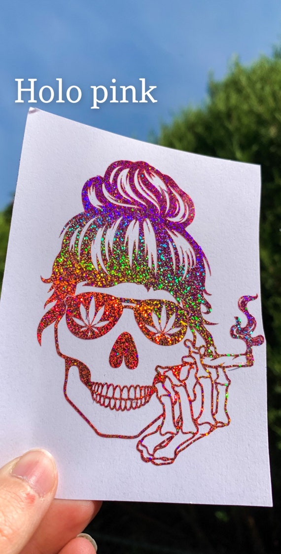 Stoner Girl Skull Decal /marijuana Skull/sticker/holographic - Etsy