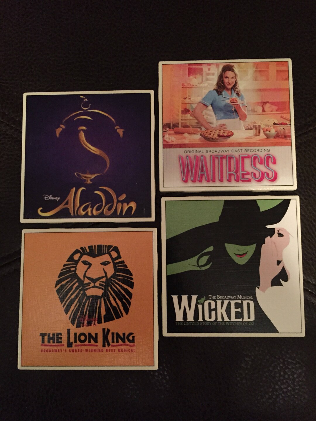 Playbill Coasters, Lion King, Aladdin, Wicked, Waitress, Classic Movie ...