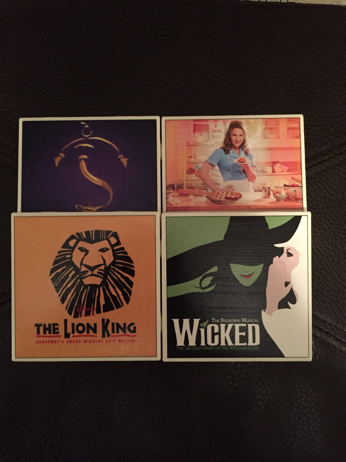 Playbill Coasters, Lion King, Aladdin, Wicked, Waitress, Classic Movie ...