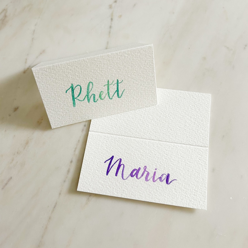 Watercolor Calligraphy Place Cards, Personalized Wedding Place Cards ...