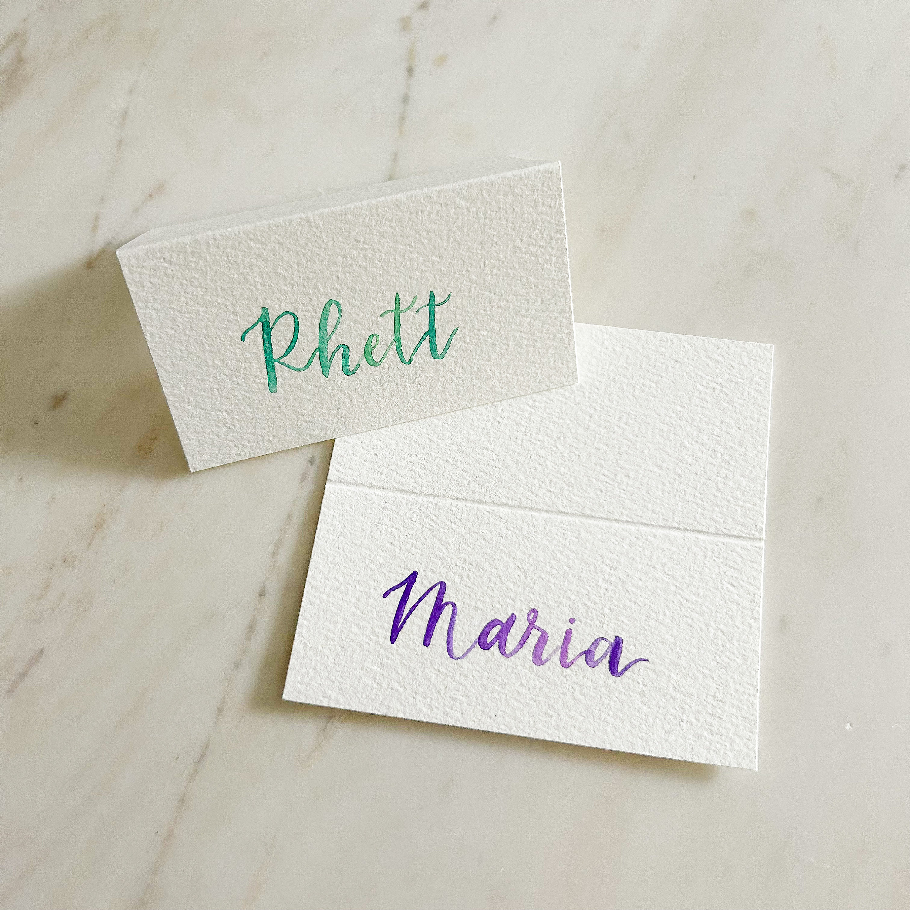 Watercolor Calligraphy Place Cards, Personalized Wedding Place Cards ...