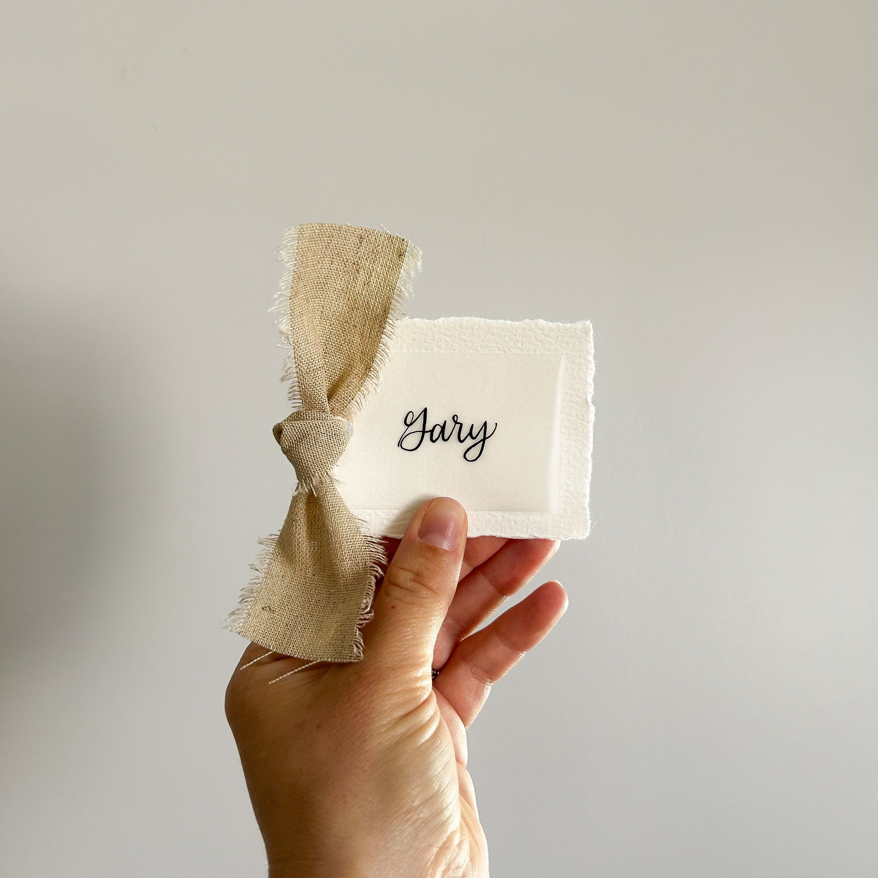 Handmade Paper Calligraphy Place Cards With Ribbon, Hand-lettered Place ...