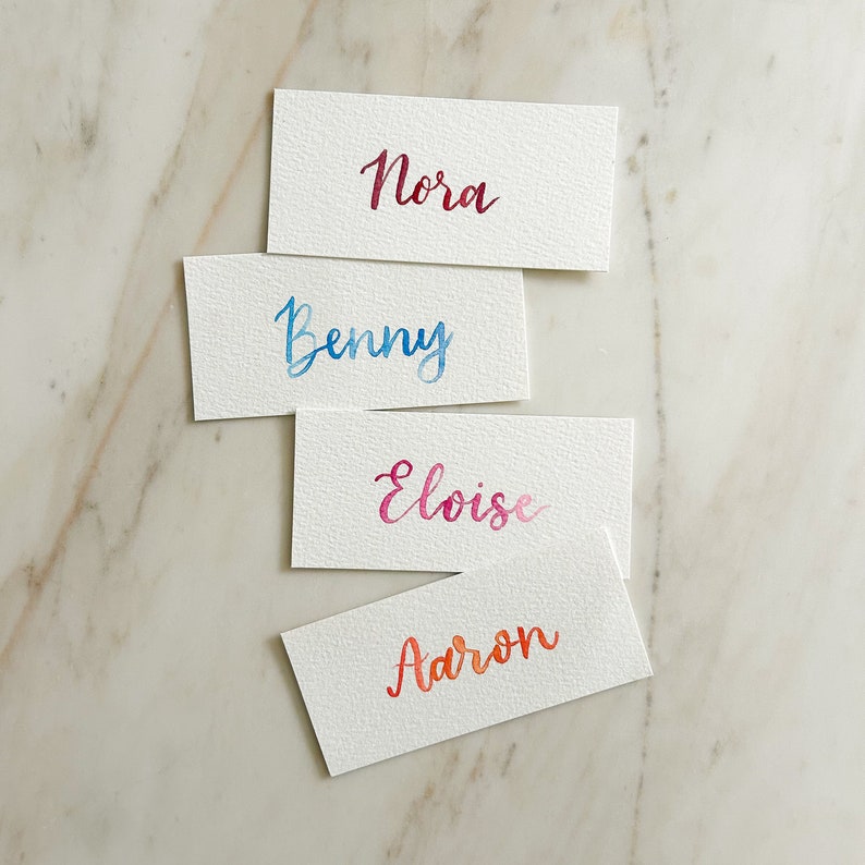 Watercolor Calligraphy Place Cards, Personalized Wedding Place Cards ...