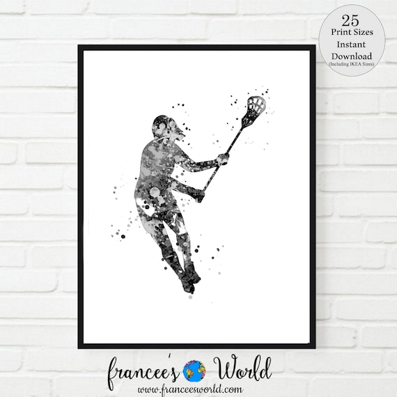 Girl Lacrosse Print Black and White Girl Lacrosse Print, Lacrosse Gift ...