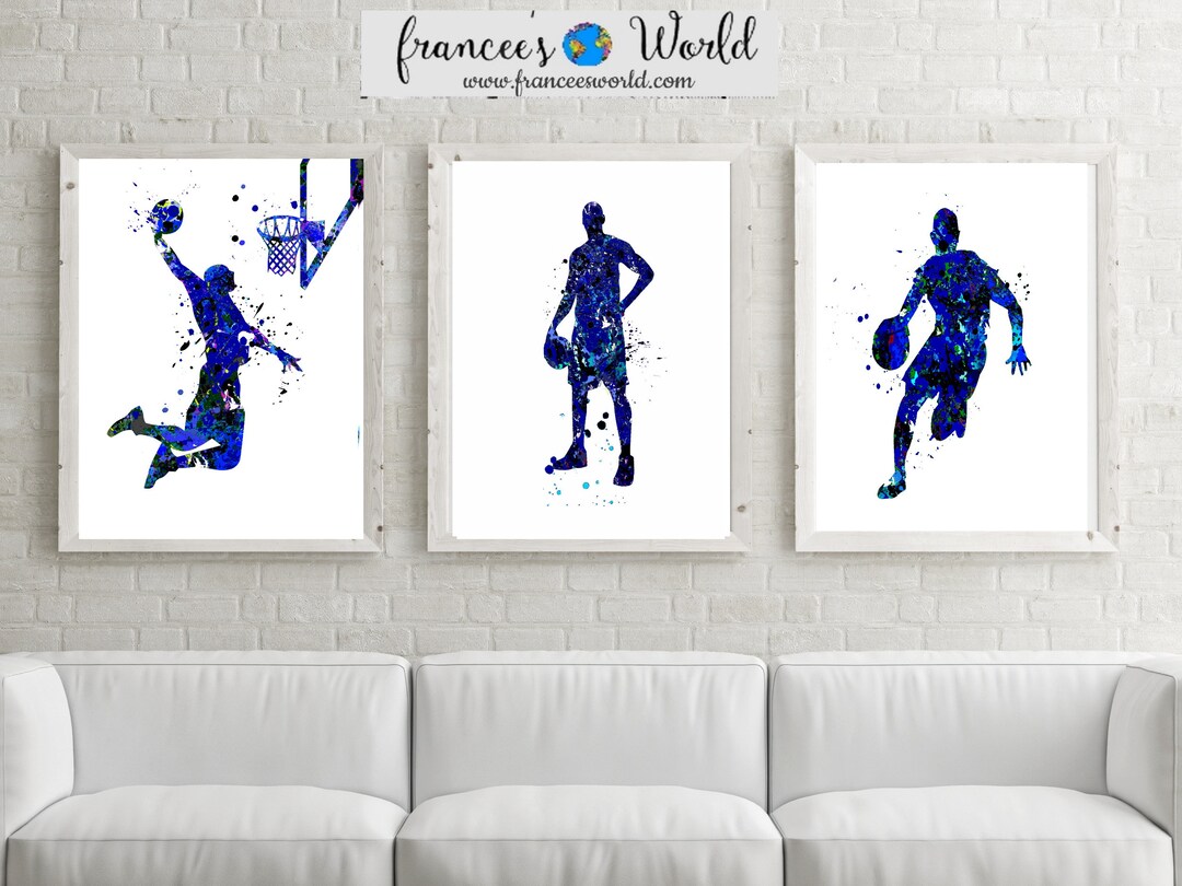 Basketball Art, Boy Blue Basketball Poster, Set of 3 Basketball ...