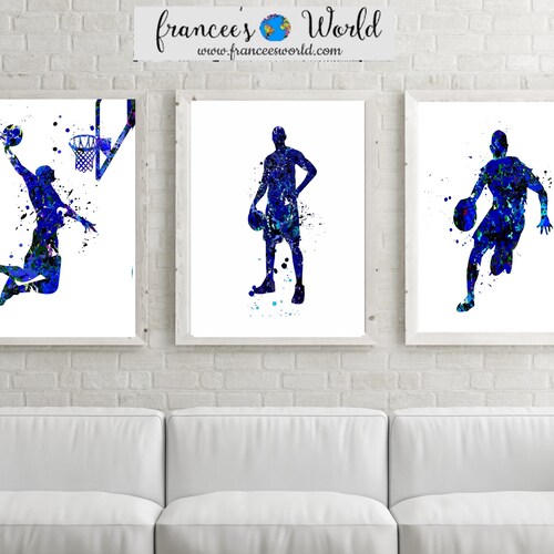 Basketball Art Boy Blue Basketball Poster Set of 3 - Etsy