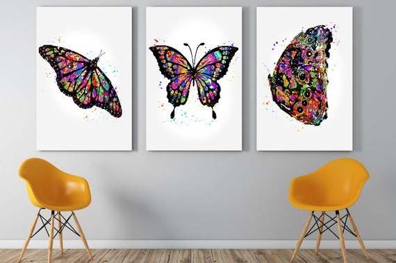 Butterflies PRINT Watercolor Butterfly Poster Set of 3 - Etsy
