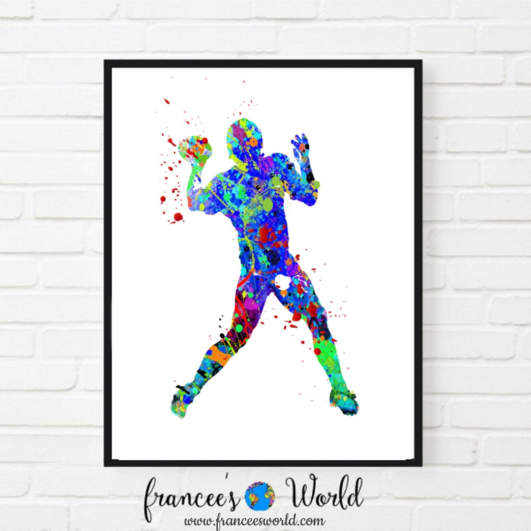 Football Player Print, Football Watercolor, American Football ...