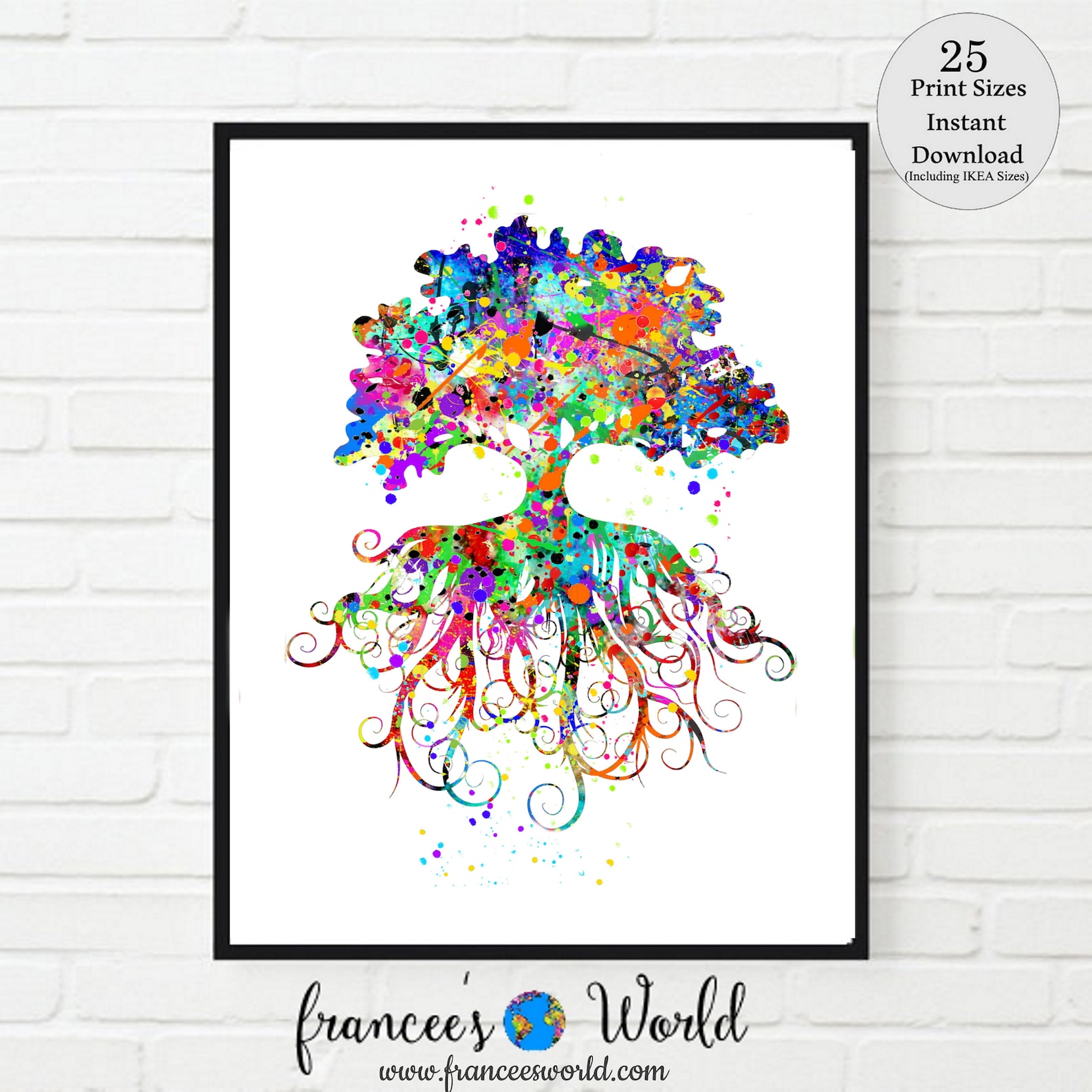 Tree Print Watercolor Art PRINTABLE Tree Decor Colorful Tree - Etsy