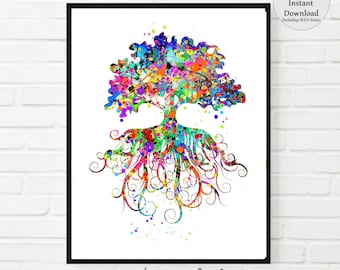 Colorful Tree Art | Etsy