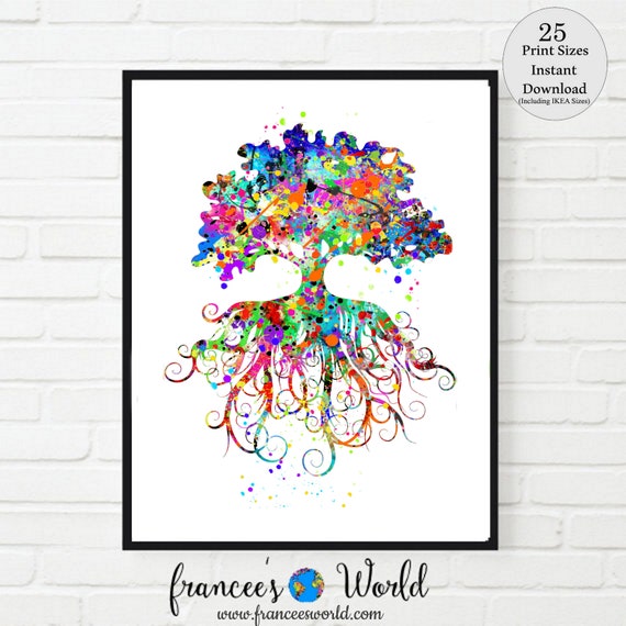 Tree Print Watercolor Art PRINTABLE tree decor colorful tree Home Decor ...