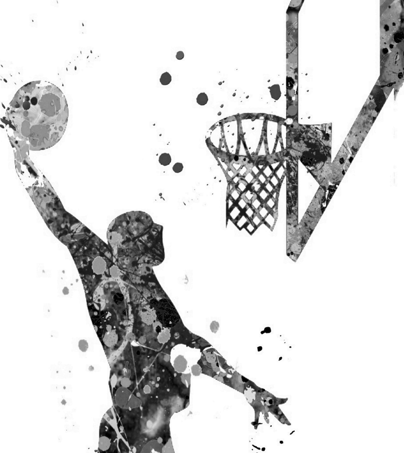 Basketball Black and White Slam Dunk Art PRINTABLE Basketball - Etsy ...