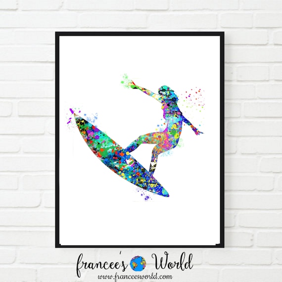 Surfer Print Surfer PRINTABLE Girl Surfer Artsurfer | Etsy