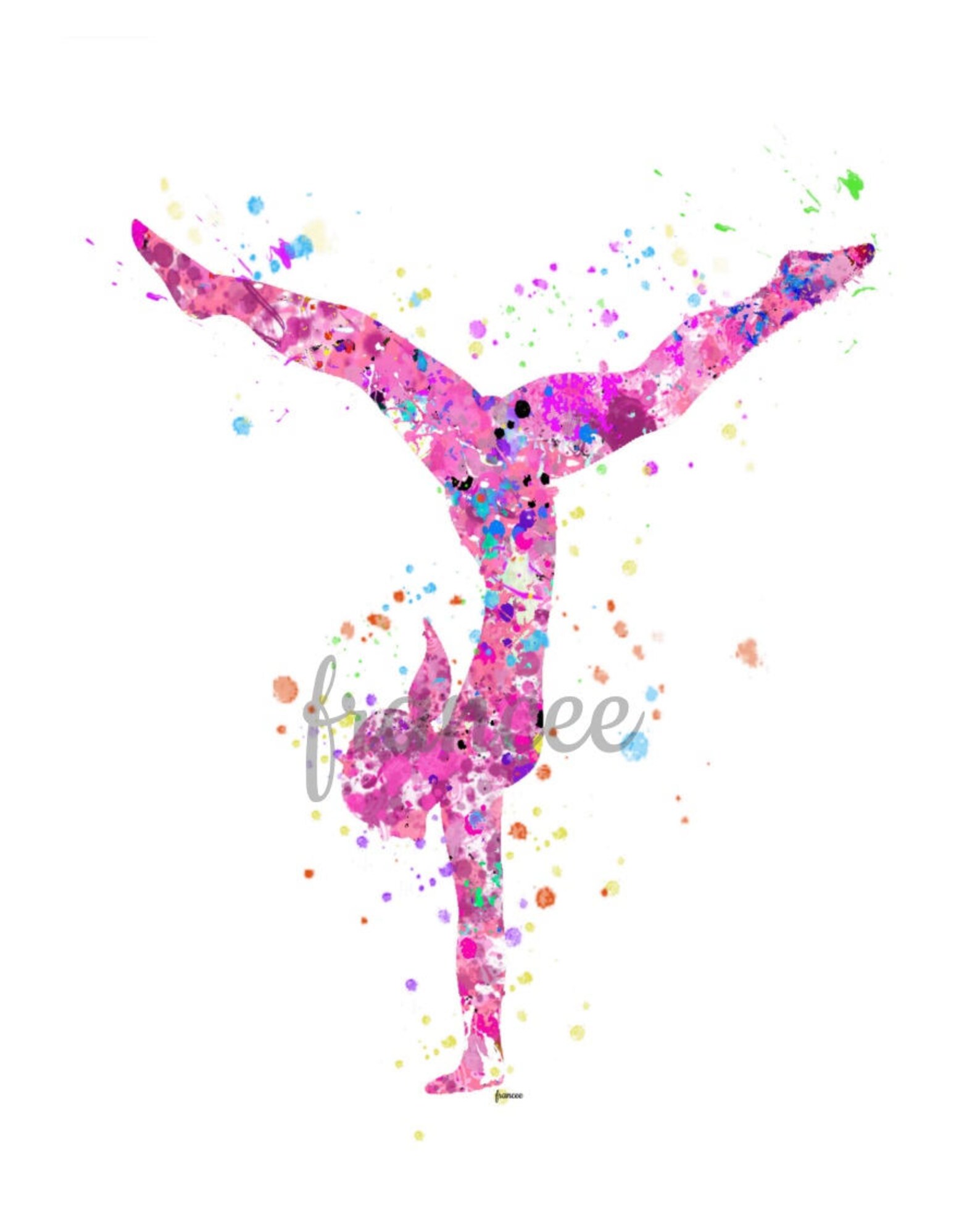 Sport Art Print Pink Gymnastics Watercolor Print: Gymnast Girl Room ...