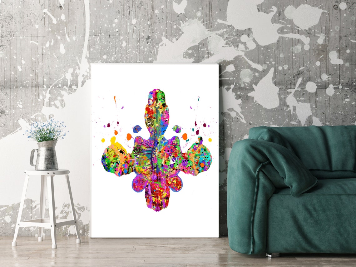 Rorschach Print Watercolor PRINTABLE Colorful Wall Art Doctor - Etsy