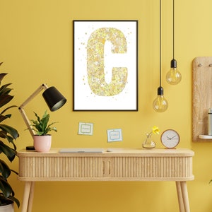 Letter C Wall Decor Letter C Print Yellow PRINTABLE Letter - Etsy