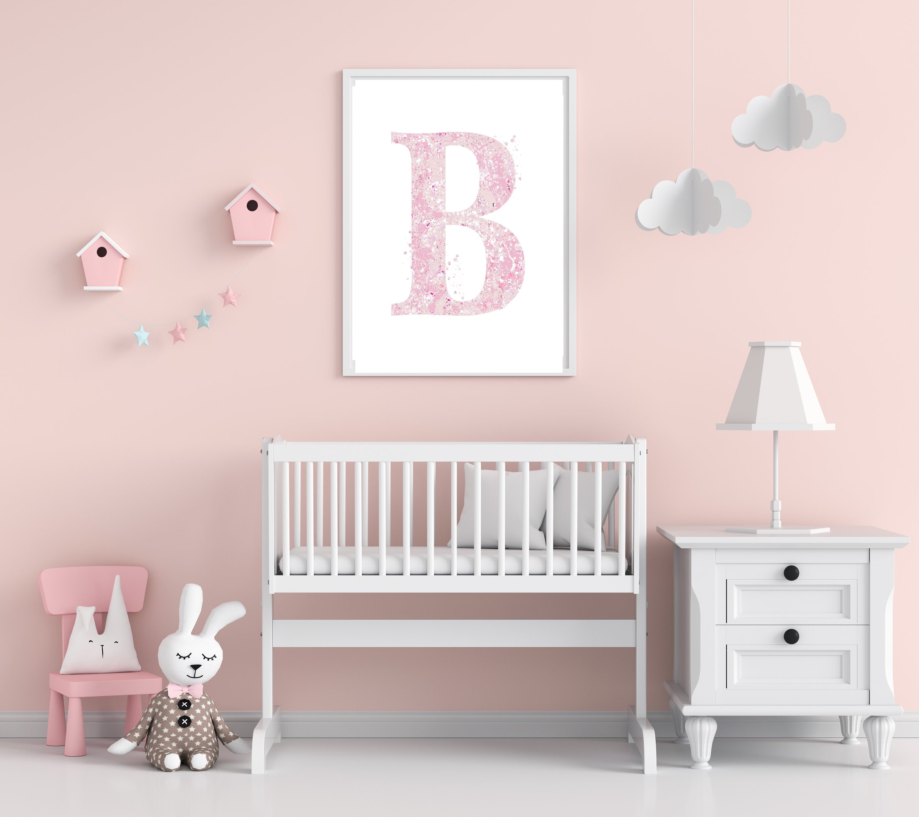 Pink Letter B Wall Decor Letter Art Letter B Print Letter B | Etsy