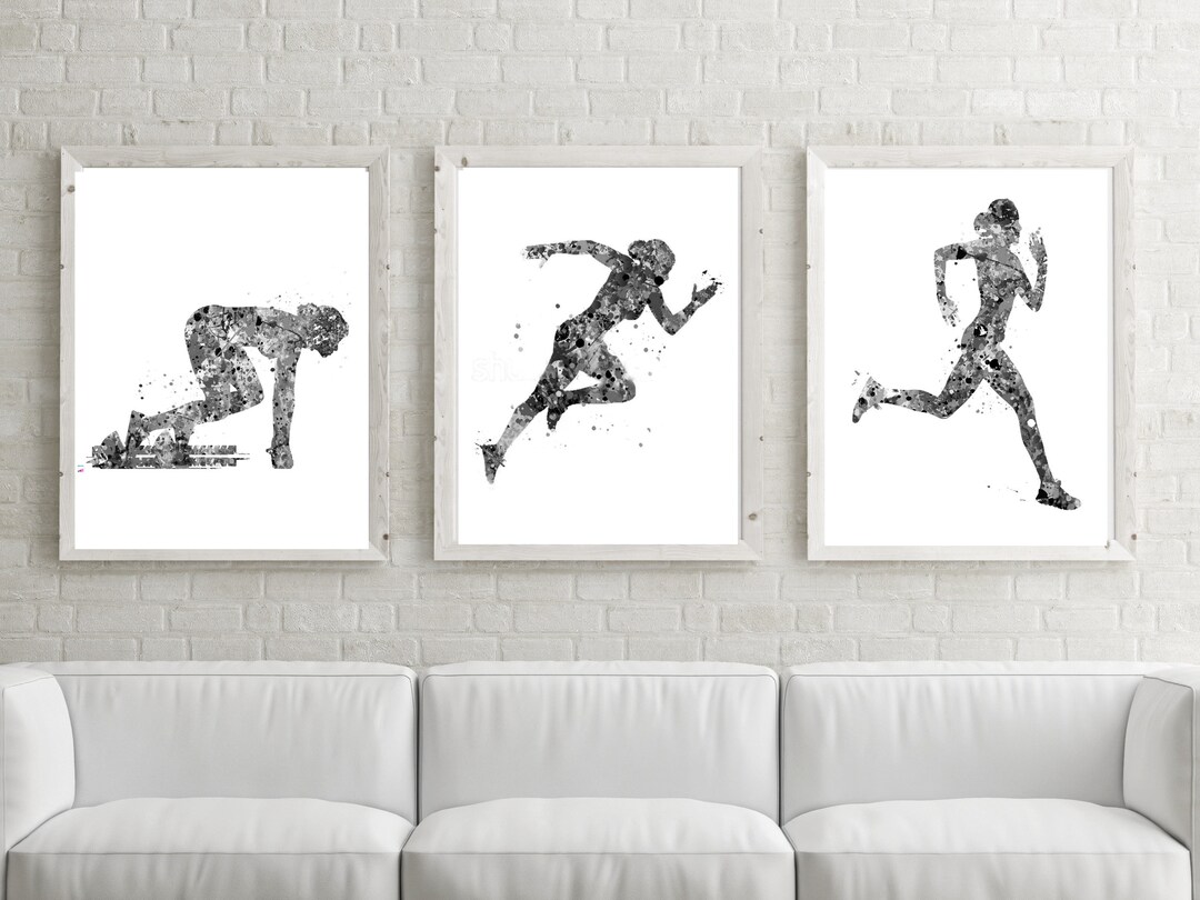 Runner Print, Black and White ,woman Runner, Gym Room Art, Running ...