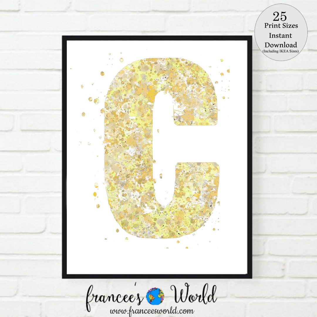 Letter C Wall Decor Letter C Print Yellow PRINTABLE Letter - Etsy