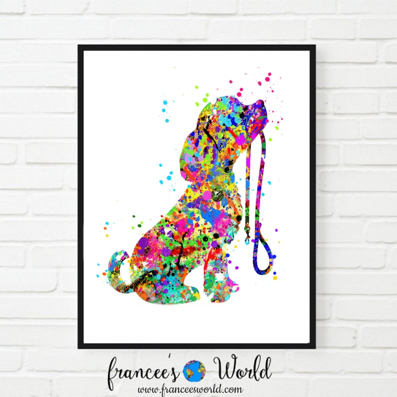 Dog Watercolor Dog and Leash Dog Printable Puppy Printdog - Etsy