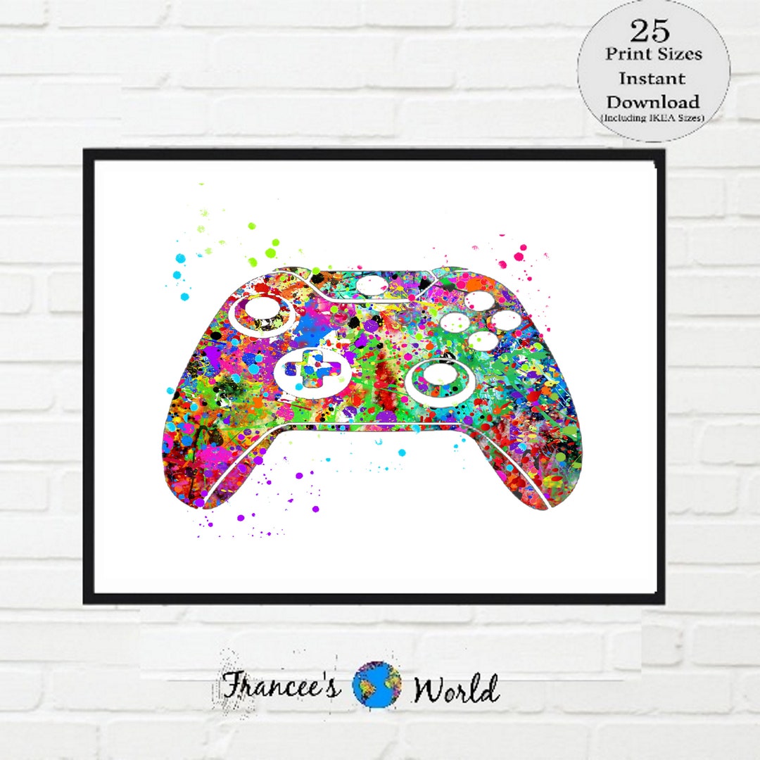Game Controller Print ,gamers Art Gamer Gift Video Game Room ,kids Art ...