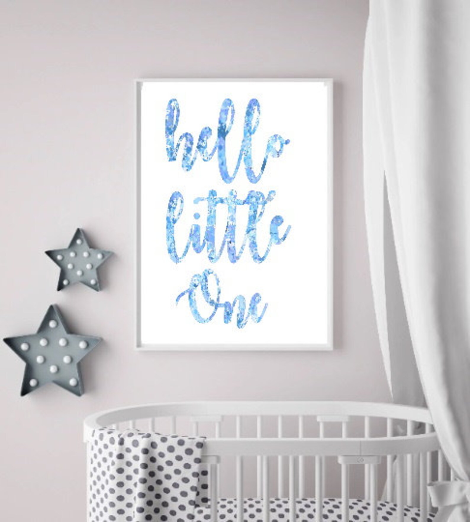 HELLO LITTLE ONE Print nursery printable baby shower gift blue | Etsy