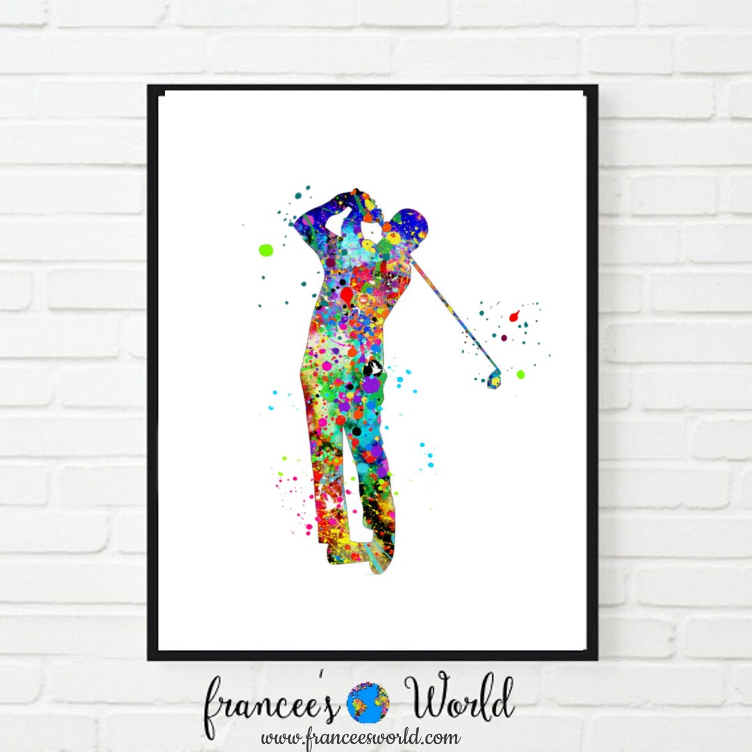 Golf Swing Art Print: Colorful Watercolor Golfer (digital Download) - Etsy