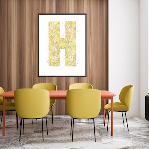 Letter H Wall Decor, Yellow Letter H Print, PRINTABLE, Yellowletter H ...