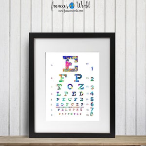Eye Chart Print Eye Chart Eye Chart Art Watercolor Eye - Etsy Canada