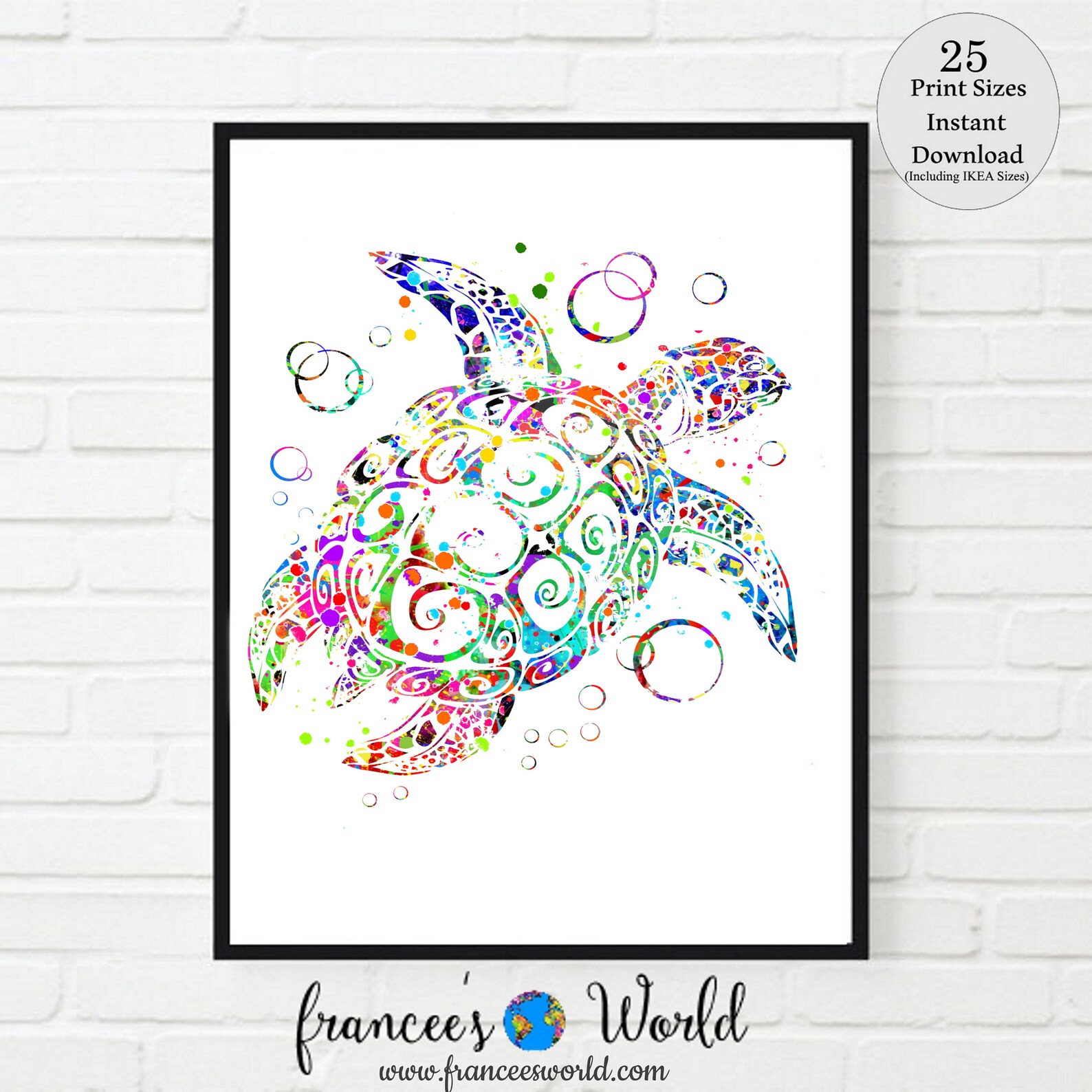 Turtle Print Sea Turtle Art Turtle Watercolor PRINTABLE | Etsy