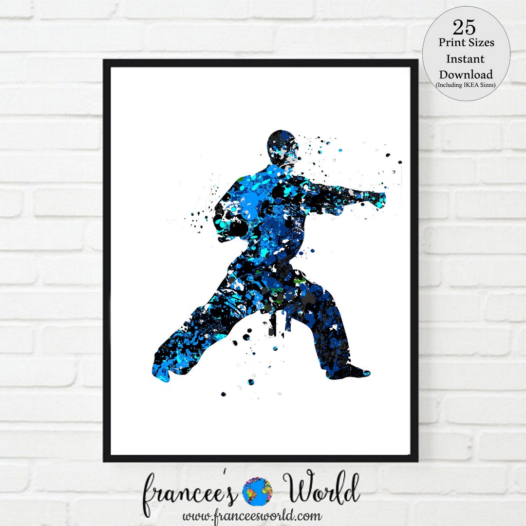 Blue Karate Art, Karate Stand, Blue, PRINTABLE, Boy Teen Gift, Karate ...