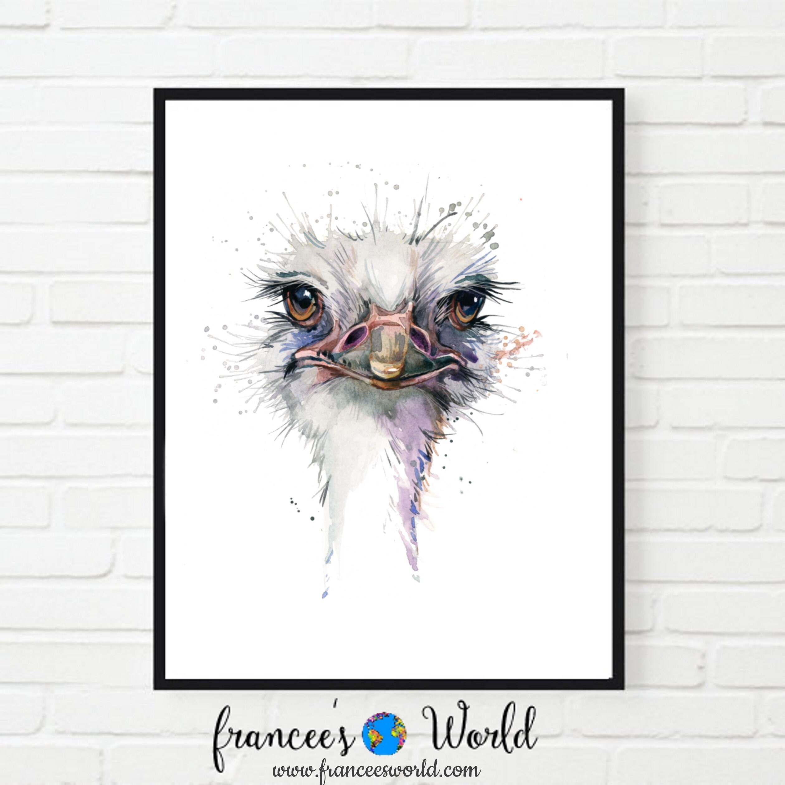 Ostrich Wall Decor Nursery Wall Art Ostrich Poster Ostrich Watercolor ...