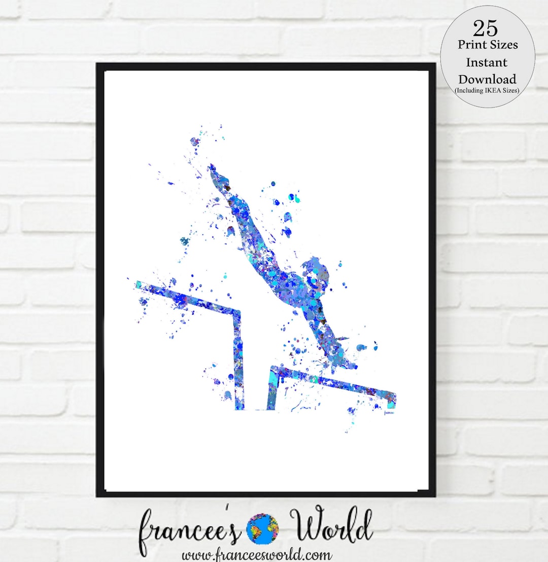 Gymnastics Gift, Gymnastics Printable, Blue Gymnastics, Girl Room Dorm ...