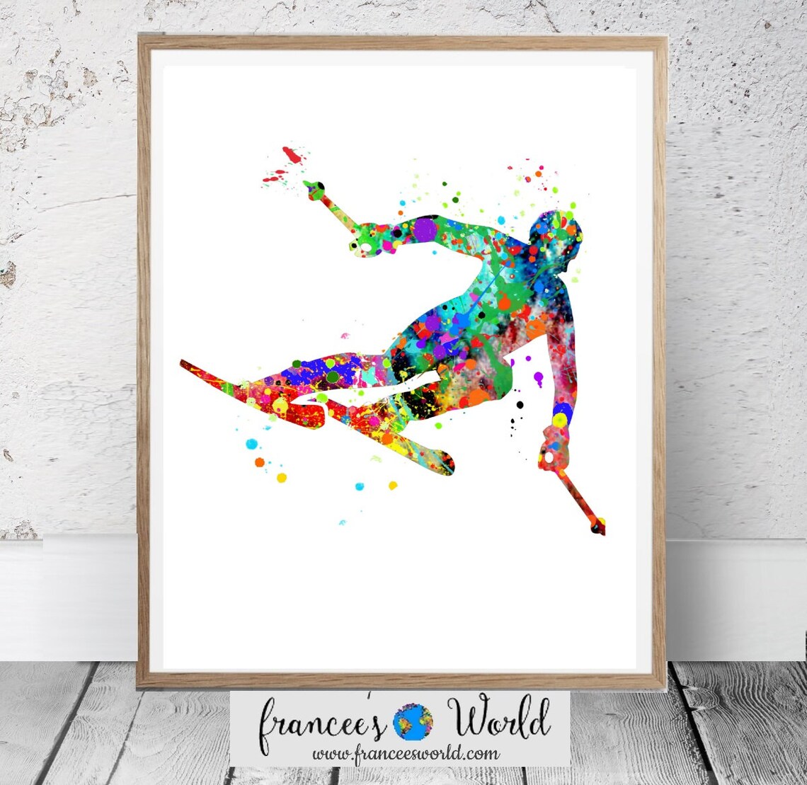 Ski PRINT Ski Watercolor Alpine Skier Male Ski Printable | Etsy