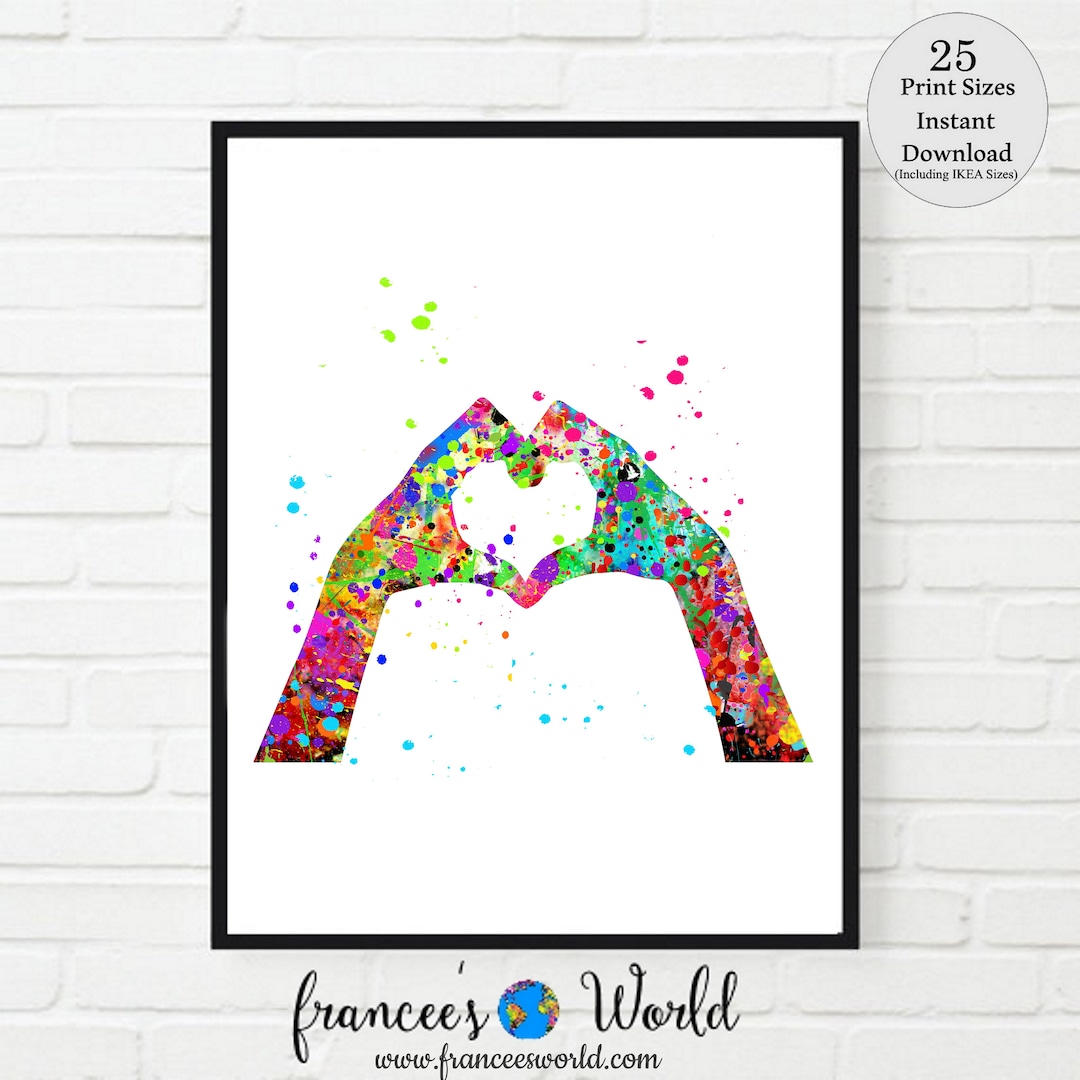 Heart Hands Watercolor Print: Love Art, Valentine's Day (digital ...