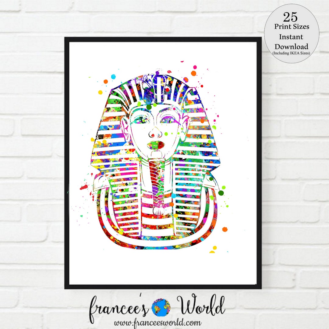 King Tut Watercolor Print: Egyptian Pharaoh Art (digital Download) - Etsy