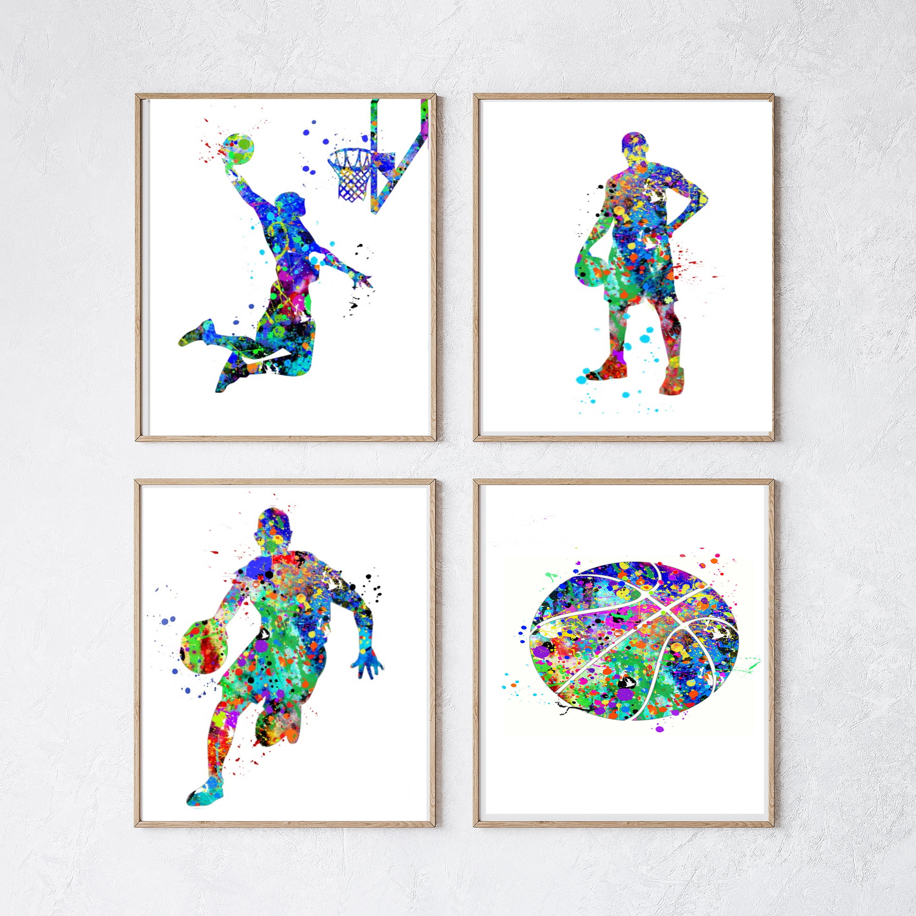 Basketball Art Boy Basketball Poster Set of 4 Basketball - Etsy