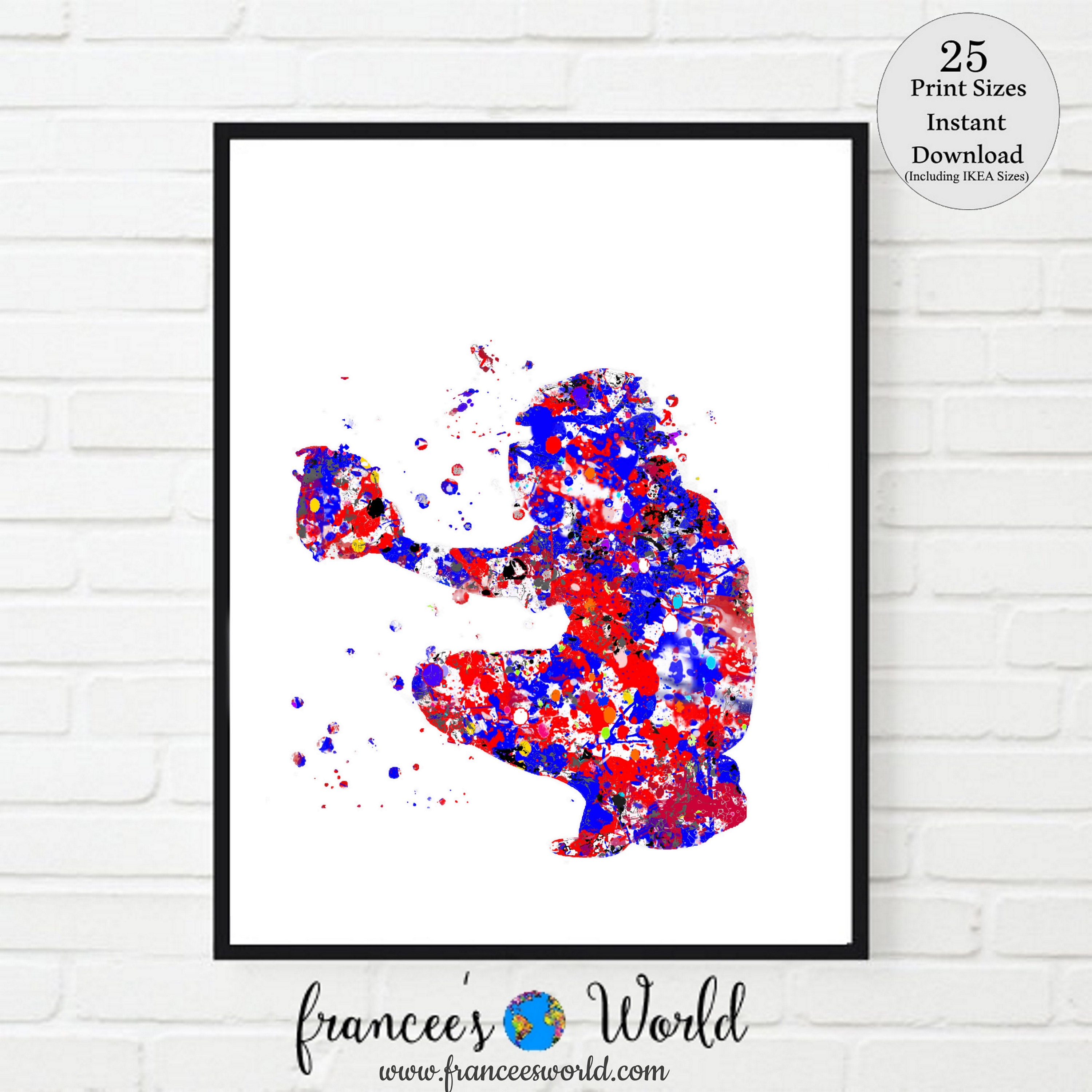 Baseball PRINTABLE Watercolor Red White and Blue Baseball Set | Etsy