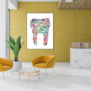 Tooth PRINT Human Tooth Art, Watercolor Tooth Medical Art Dental Clinic ...
