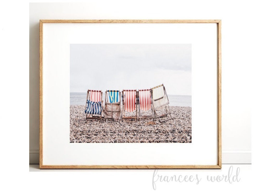 Beach Chairs Print: Coastal Nautical Art (digital Download) - Etsy