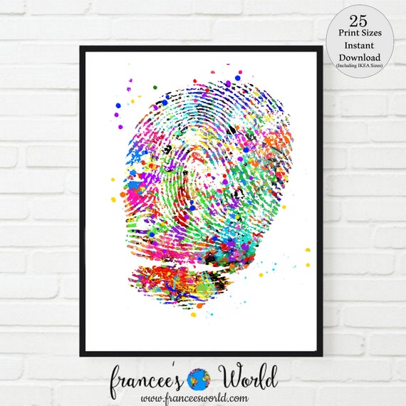 Fingerprint watercolor, fingerprint print, PRINTABLE, fingerprint art ...