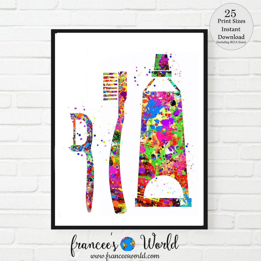 Toothbrush PRINT, Toothbrush Set, Toothpaste, Dental Hygienist ...