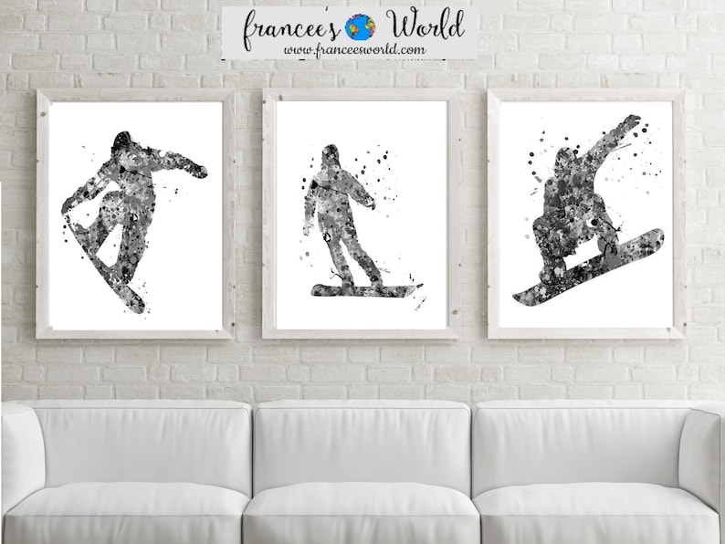 Snowboarding Boy PRINTABLE Male Snowboarder SET of 3 Black - Etsy