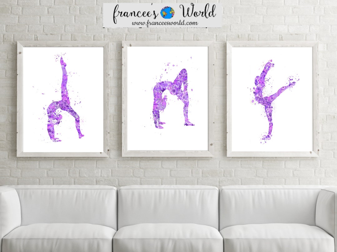 Purple Gymnastics Print, Purple Gymnastics Dorm Art, Gymnastic ...