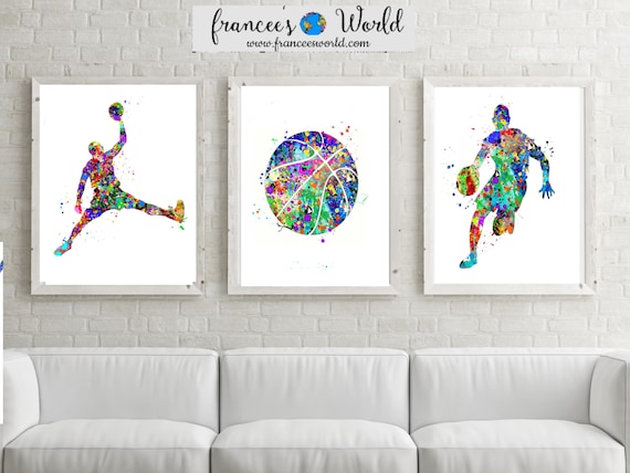 Basketball Print Boy Basketball Player Set of 3 Basketball - Etsy