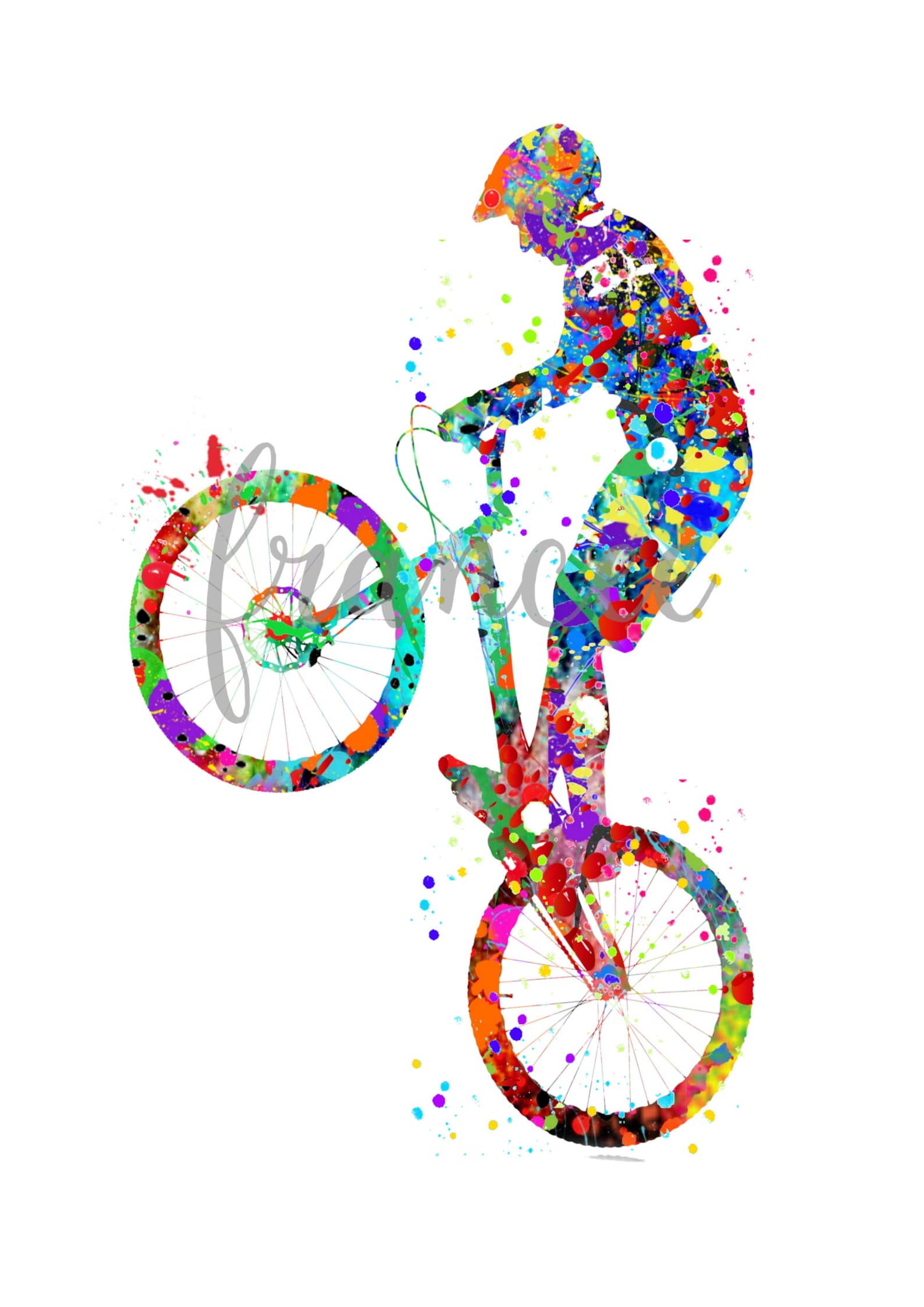 Trial Cyclist Print Trial Bike Printable Set of 3 Watercolor - Etsy