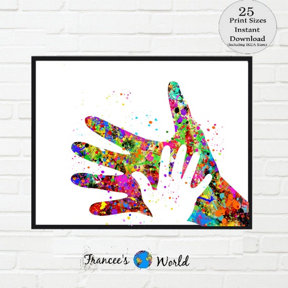 Hand art, hand in hand, mother and baby hand, PRINTABLE, father and ...