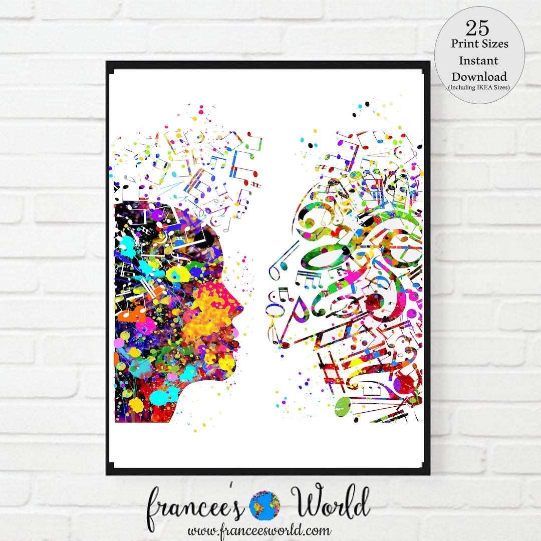 Musical Note Art, Music Gift, Musical Face, Music Notes, Musician Gift ...