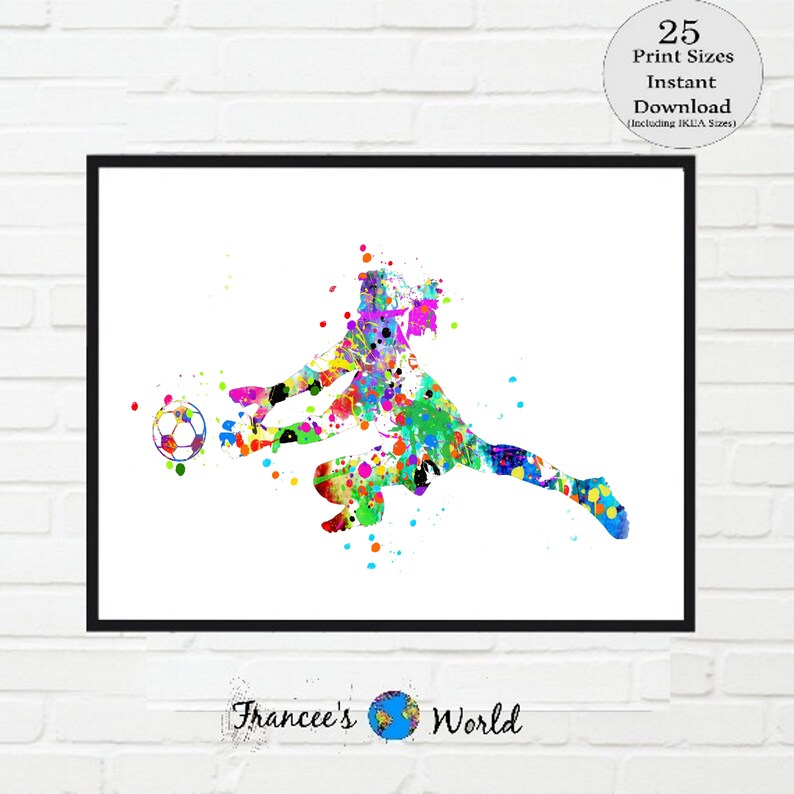 Soccer Prints Soccer girl art set of 12 Prints Soccer Wall | Etsy